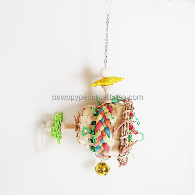 Bamboo Foraging Box Paper Bite Wood Grinding Teeth Corn Leaf Parrot ...