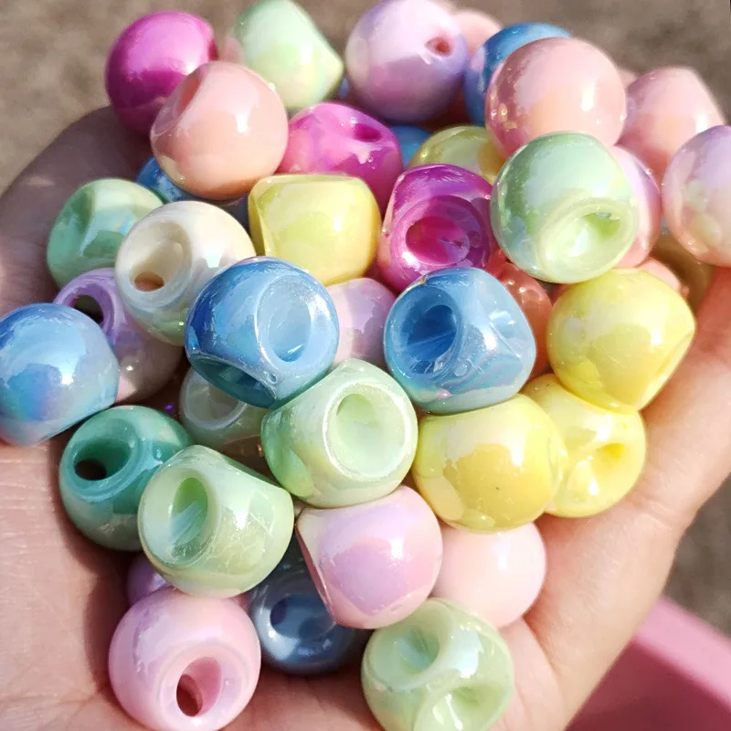 A342 16mm Acrylic Side Hole Beads Plastic Slanted Hole Shining Color ...
