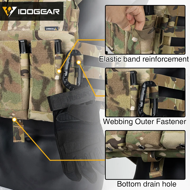 Idogear Triple Mag Pouch Detachable Hunting 500d Nylon Tactical Front ...