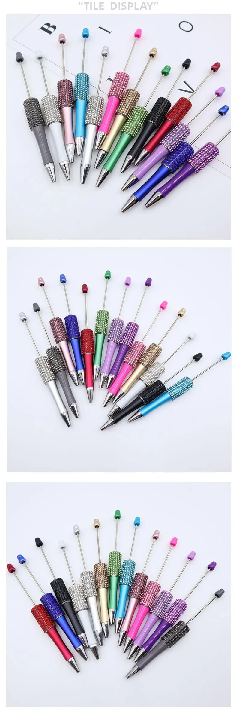DIY Bead Pen Multi Color Glitter Ballpoint Pen Diamond Bead Gift Pen ...