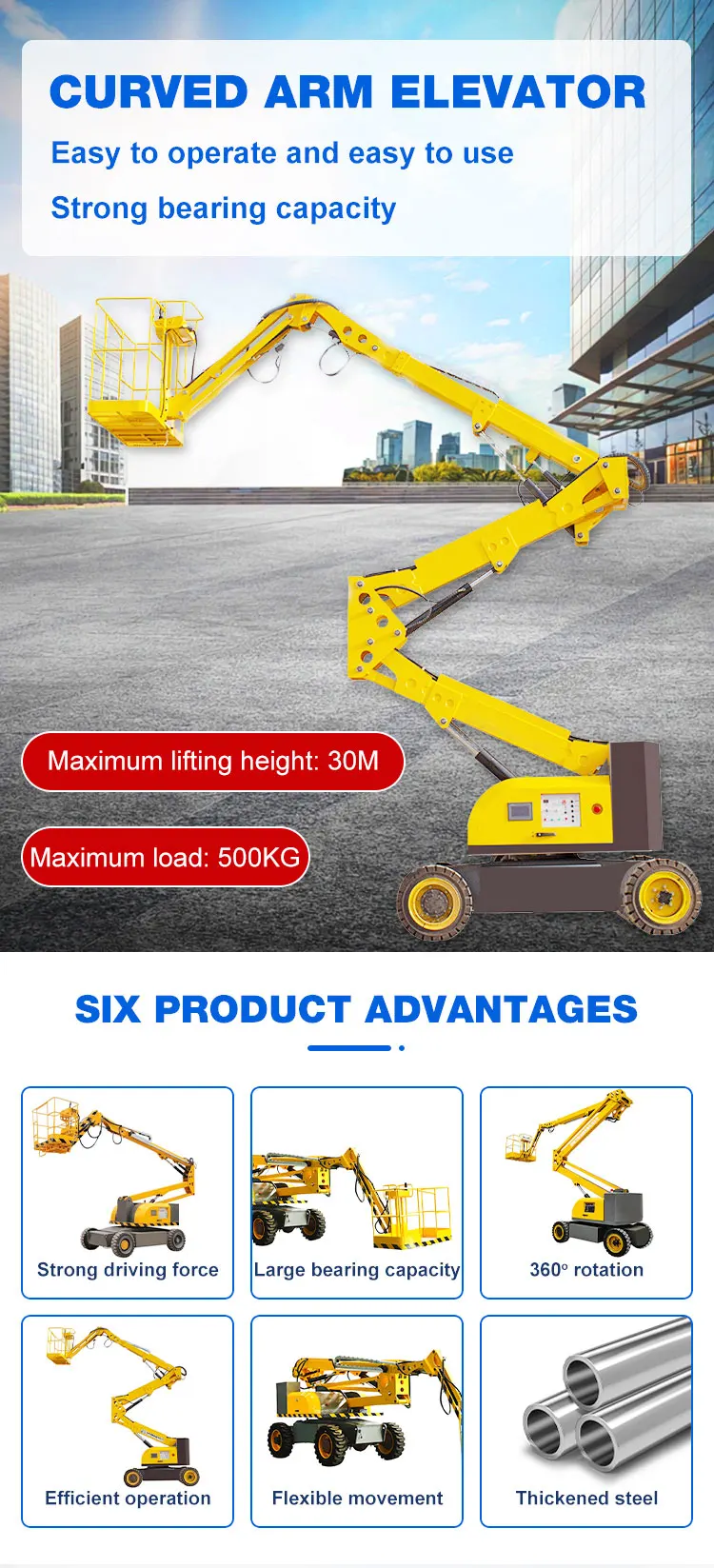 6-12m Boom Liftsmall Articulating Boom Lift 14m Hand Lift Truck Crank ...