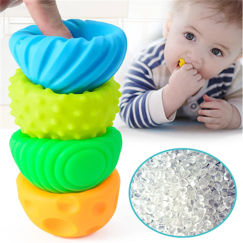6pcs Rubber Textured Touch Ball Hand Sensory Baby Toys