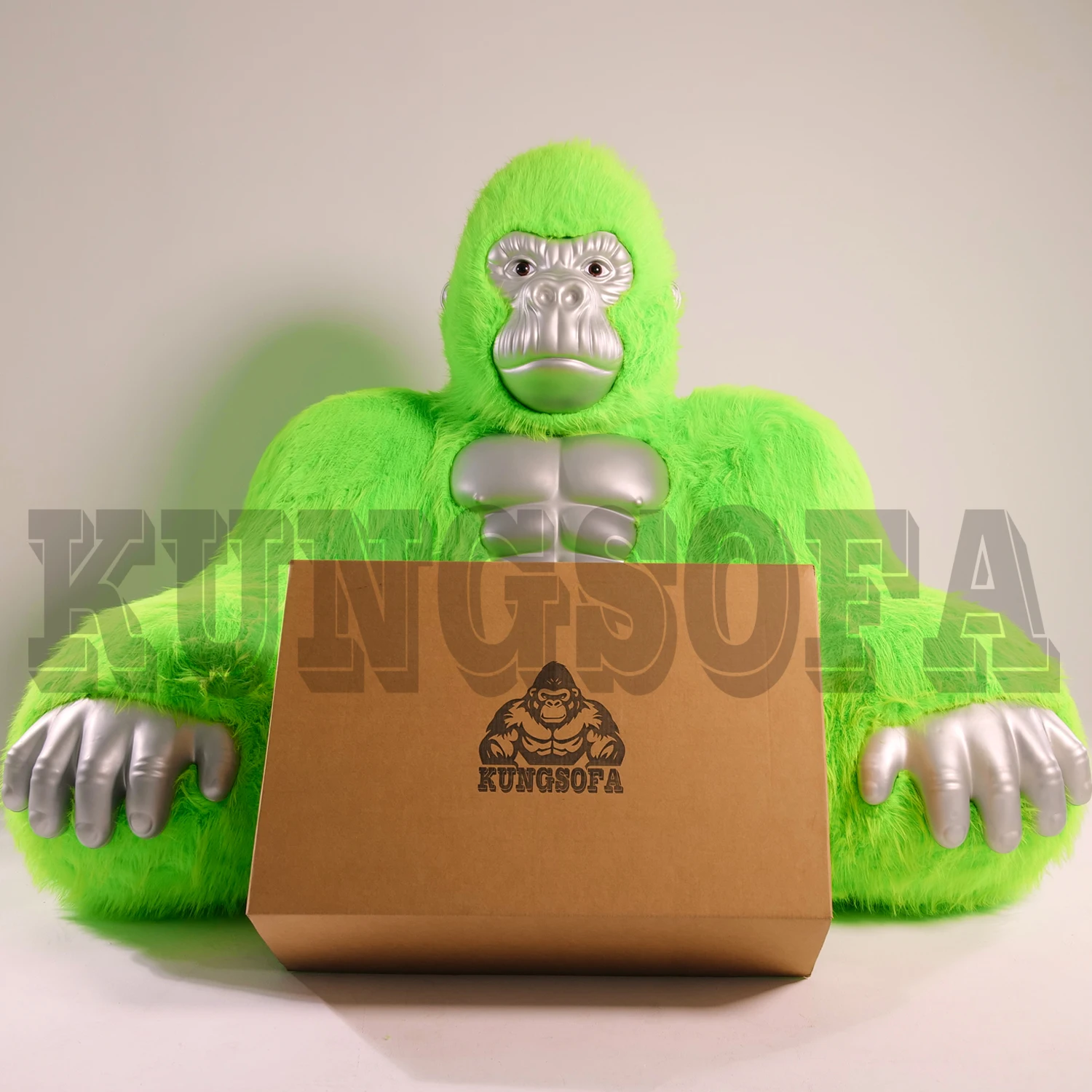 Brown Furry Skin Gorilla Inflatable Air Sofas for 3 Adults
