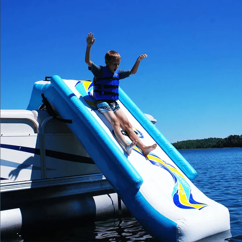 Dock Inflatable Pontoon Boat Slide With Ramp Inflatable Water Slide ...