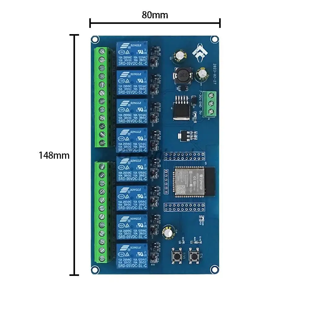 ESP32-WROOM 8 Channel Relay Module - DC5-30V Power Supply