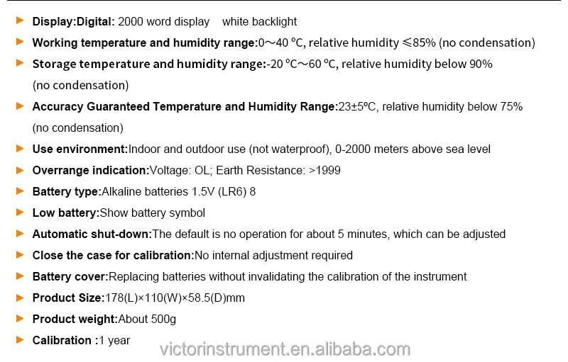 Victor RUOSHUI 4106A Earth Resistivity Tester - 2000Ω