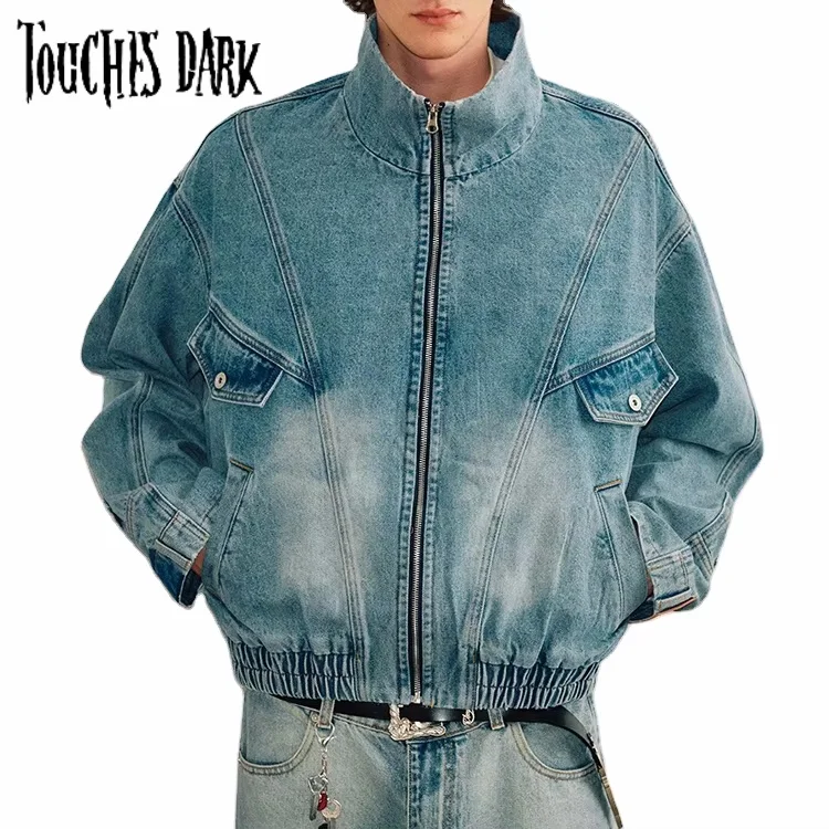 Deconstructing Washed Denim Jacket Heavy-Duty Inverted Split Jacket For ...