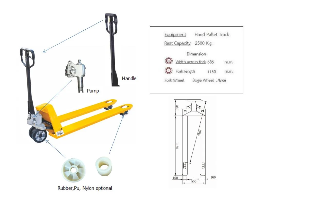 Weliftrich Hand Pallet Jack Hydraulic Pallet Jack With Nylon Wheels 2t ...