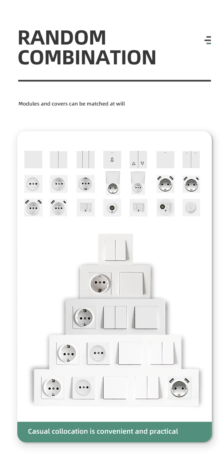 86mm Aluminum Panel German Standard Wall Switch & Socket