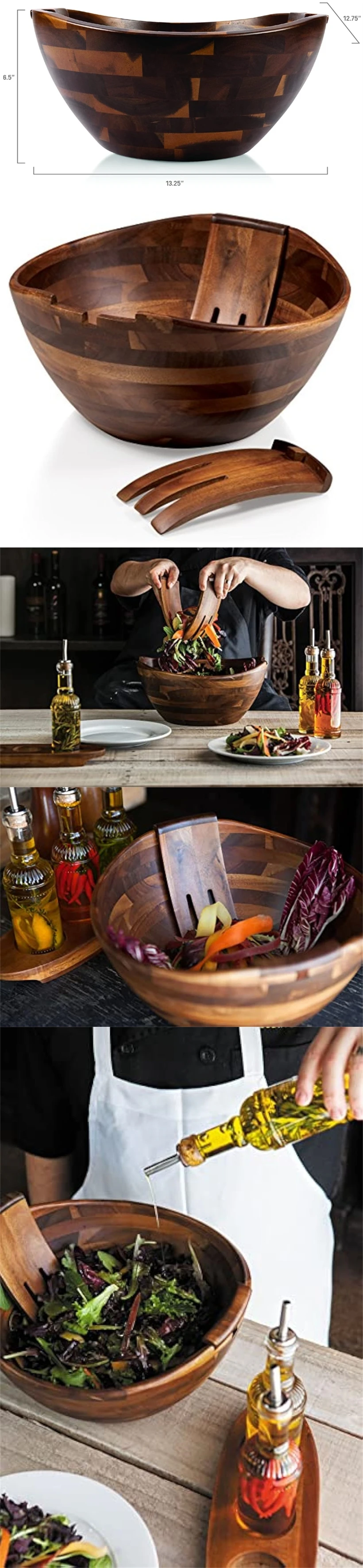 Extra Large Huge Acacia Wood Salad Mixing Serving Bowl Decorative Fruit ...