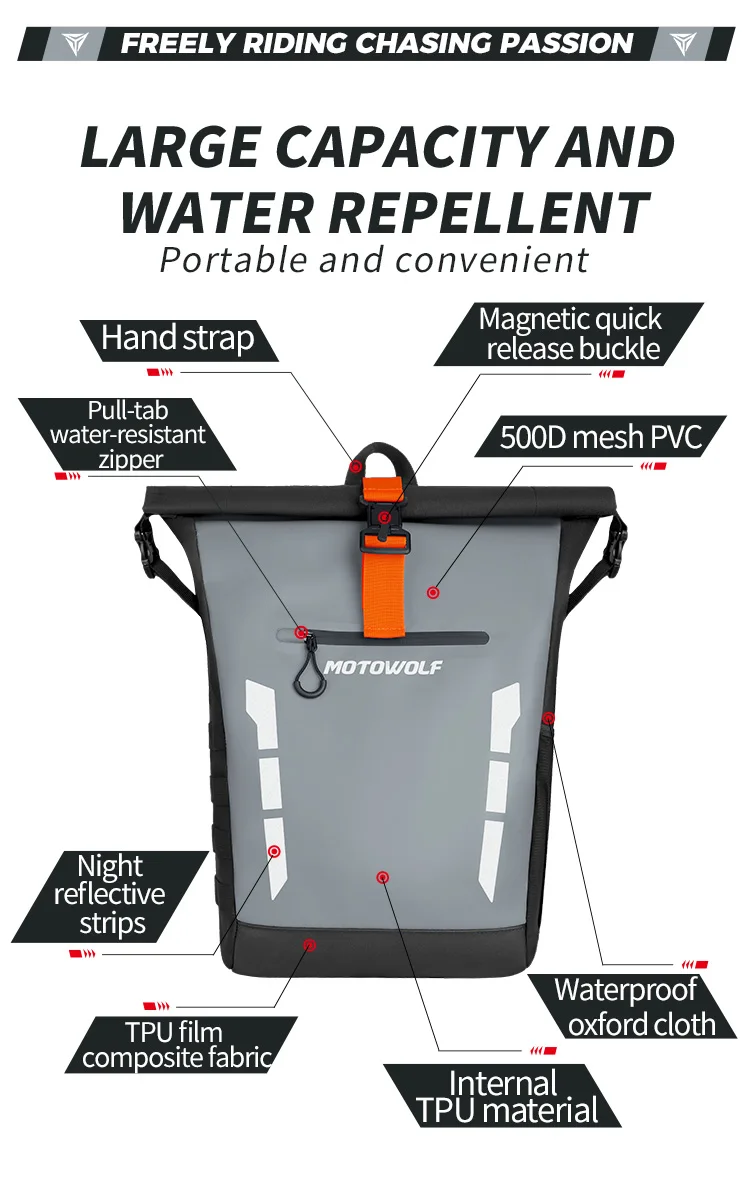 MOTOWOLF Waterproof Motorcycle Backpack - Ideal for Outdoor Riding