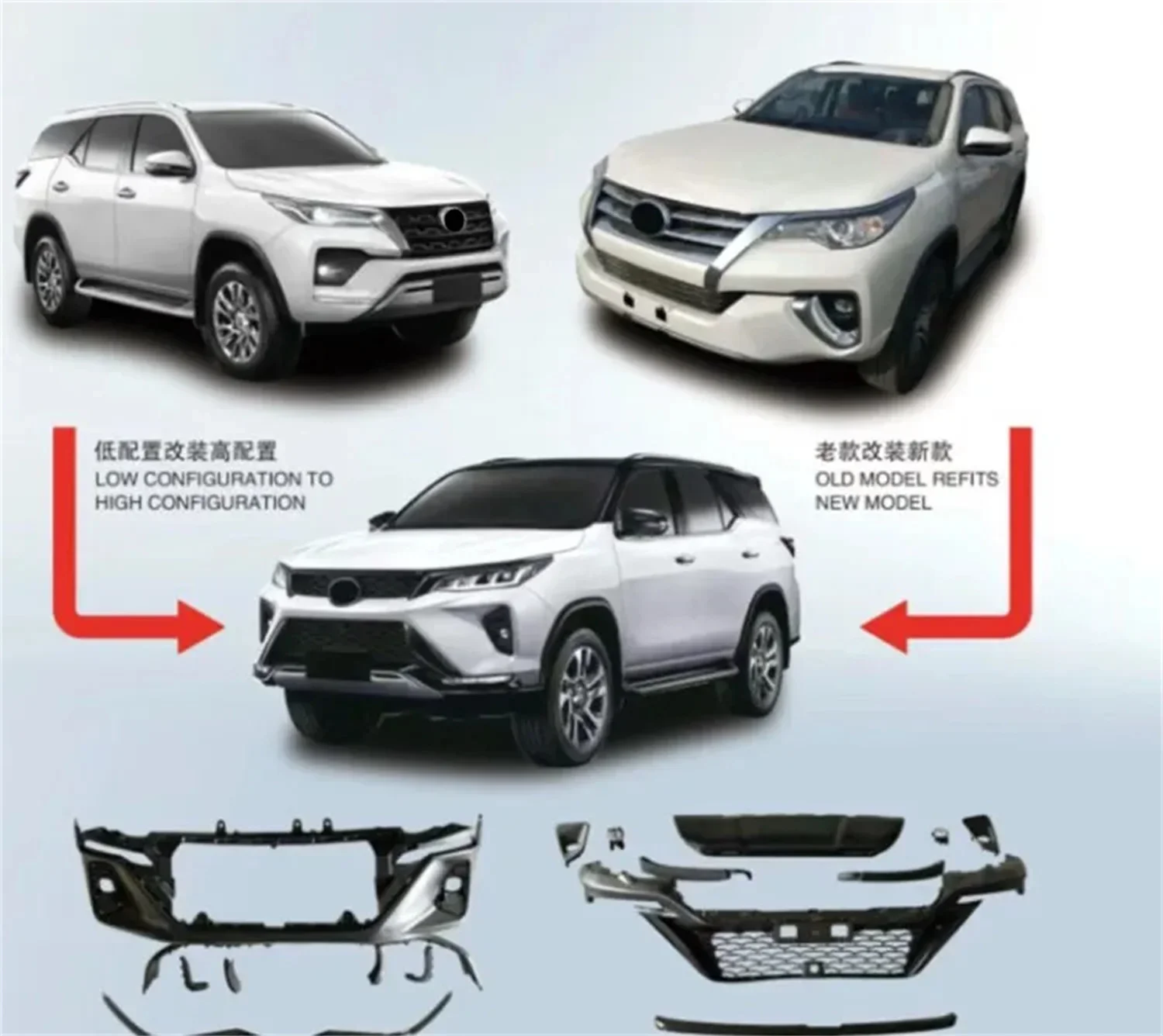 Front Bumper Surround Body Kit For Toyota Fortuner 16-21 Front Grille ...