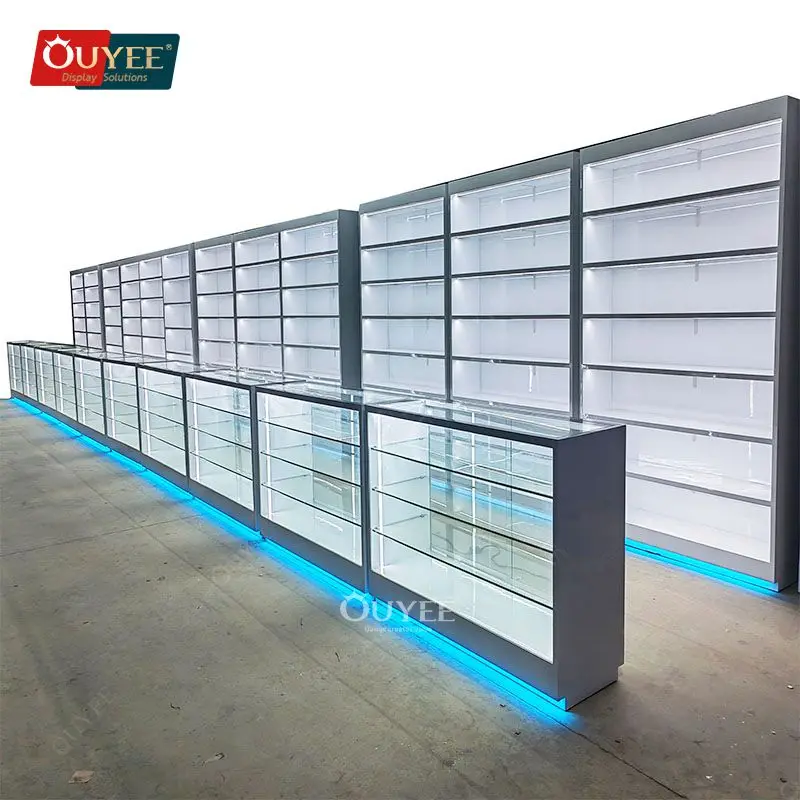 Shop Design Smoke Shop Showcase Display Counter Large Glass Display ...