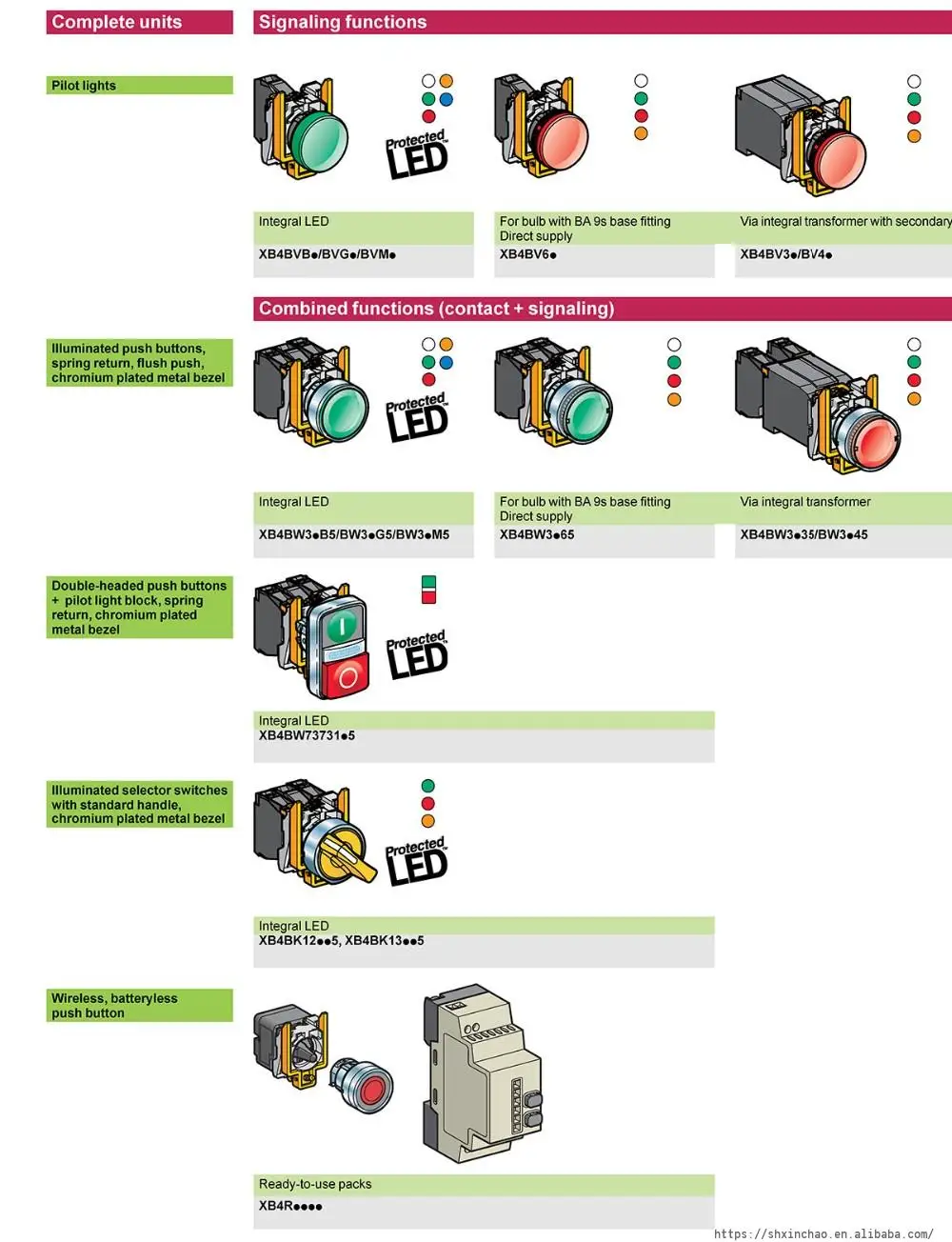 XB4BA22 XB4BT42 XB4-BC21 BC51 Momentary Emergency Stop Switches