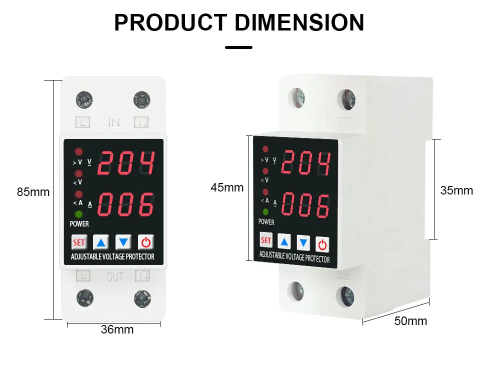 Din Rail Dual Display Adjustable over Voltage Protective Device