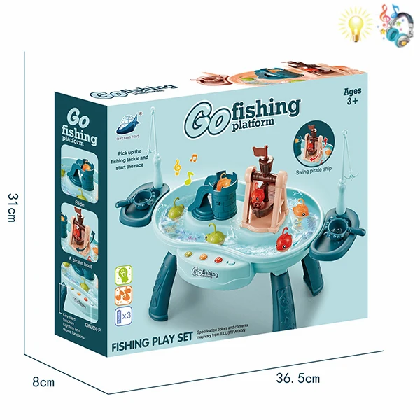 Electric Pirate Ship Musical Fishing Game Table Summer Water Toy For ...