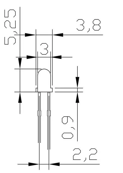 Dome Lens 3mm/5mm Dip Led Lamps Diffused Hole Round Leds Light Emitting ...