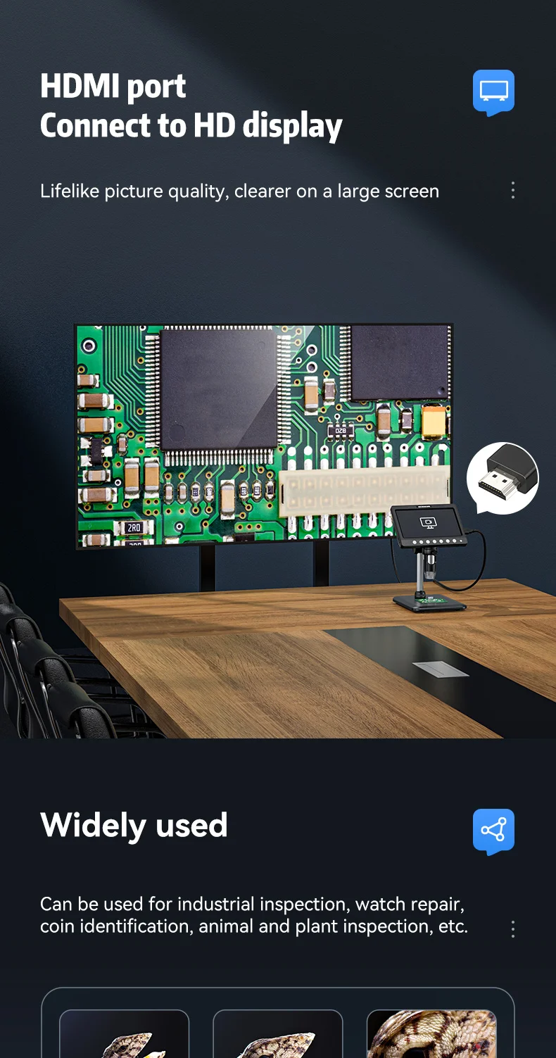 OEM 5MP HD 7\" TN Screen 1200X Zoom 8 LED Windows/Mac Supported Optical ...