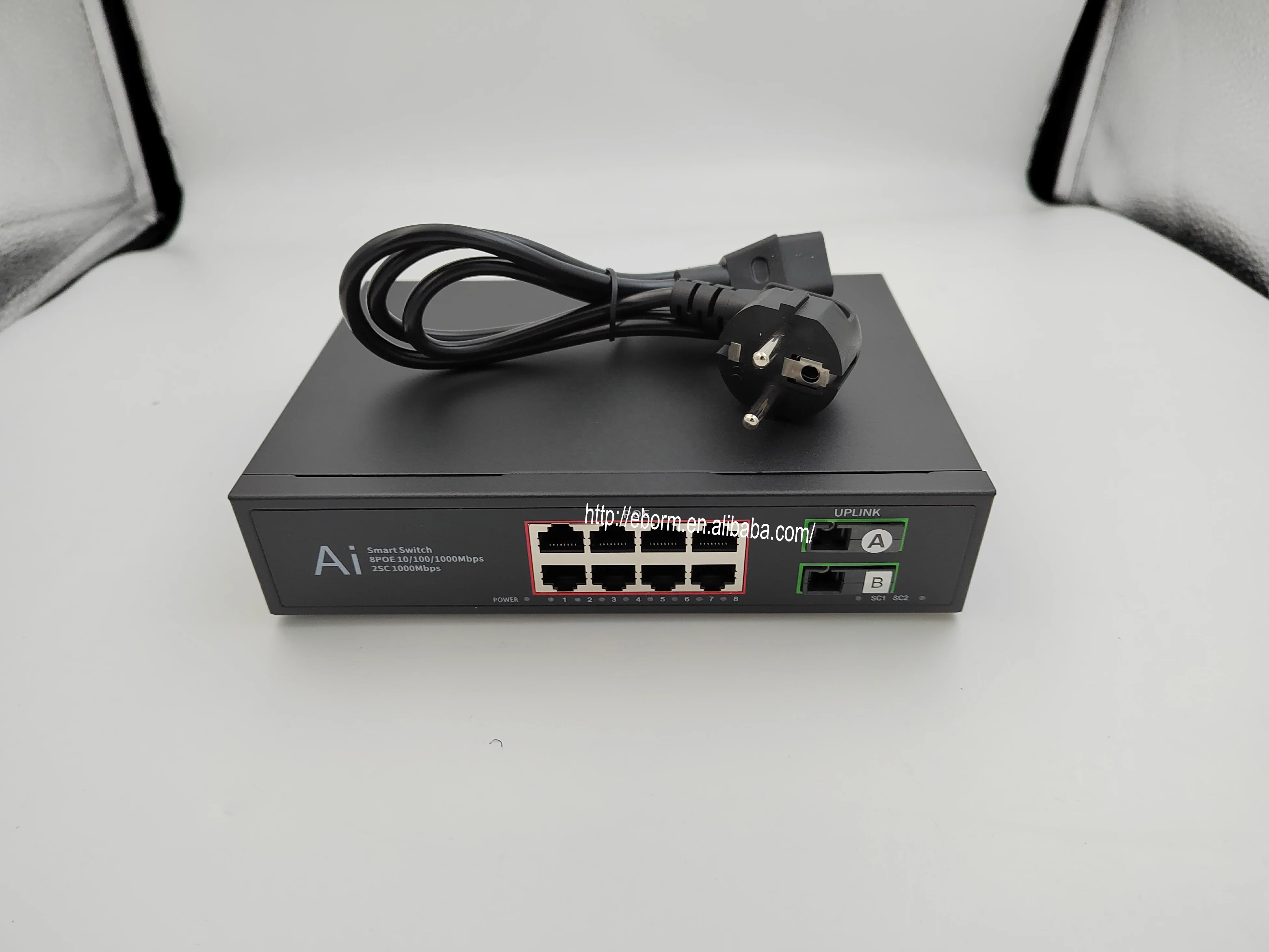 8 Port Gigabit Fiber Ethernet Media Converter PoE Switch with 2*100 ...