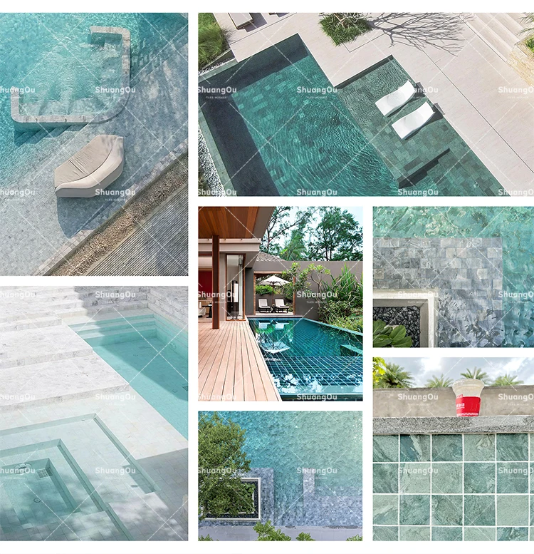 Bali Green Marble Look Pool Tiles - Durable & Stylish