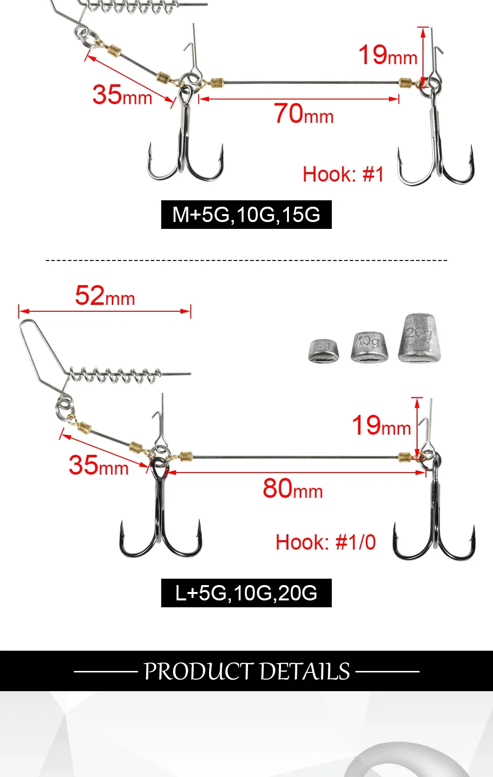Spinpoler The Pike System Stinger Rigs With Lead Weight Sinker Curltail ...
