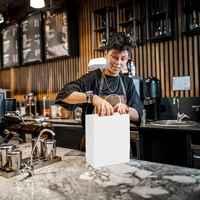 White Color Large Size Wrap Kraft Craft Paper Flat Bag For Lunch Goodie ...