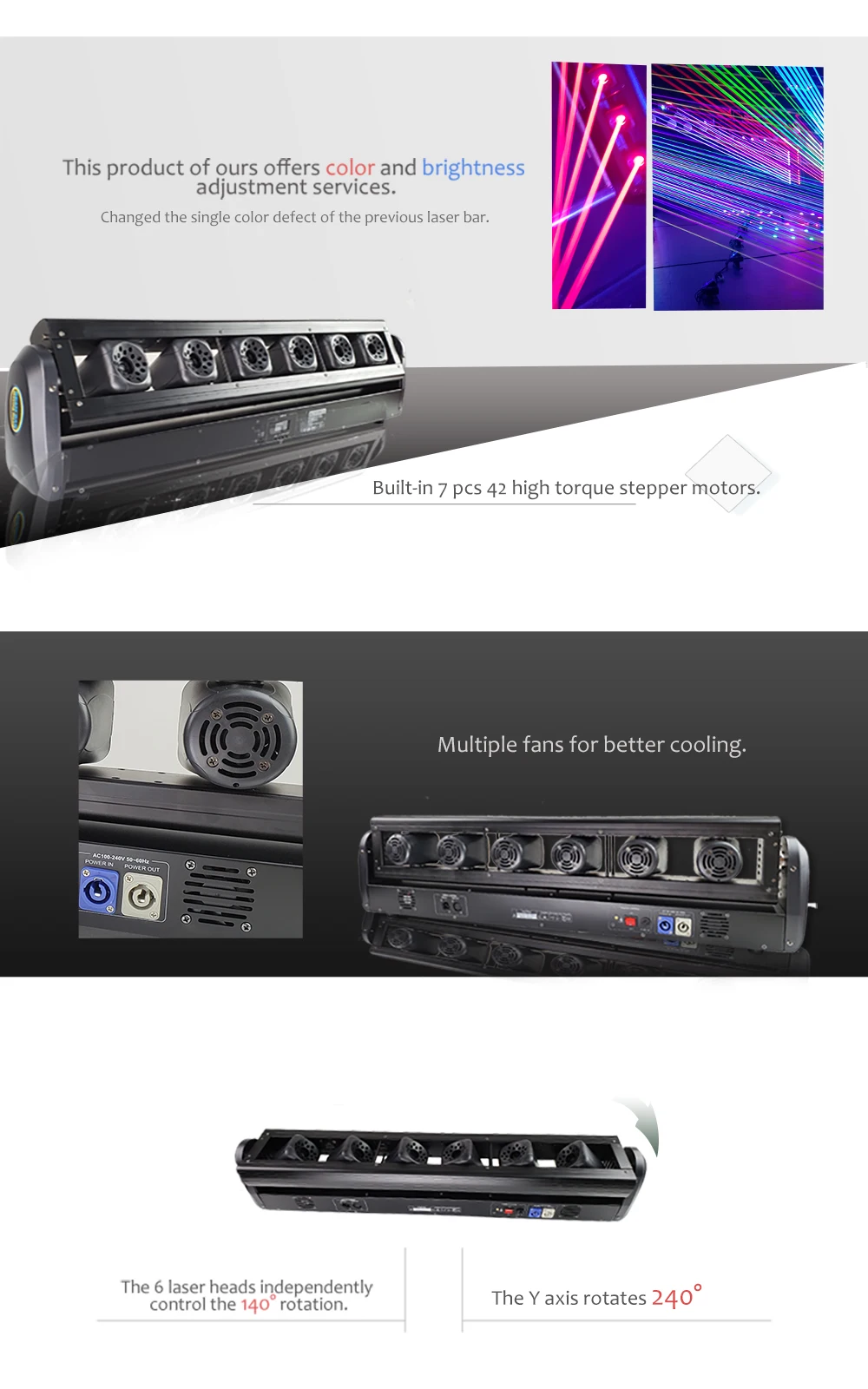 12W Moving Head Laser Disco Lights - RGB Beam 6 Eyes Red