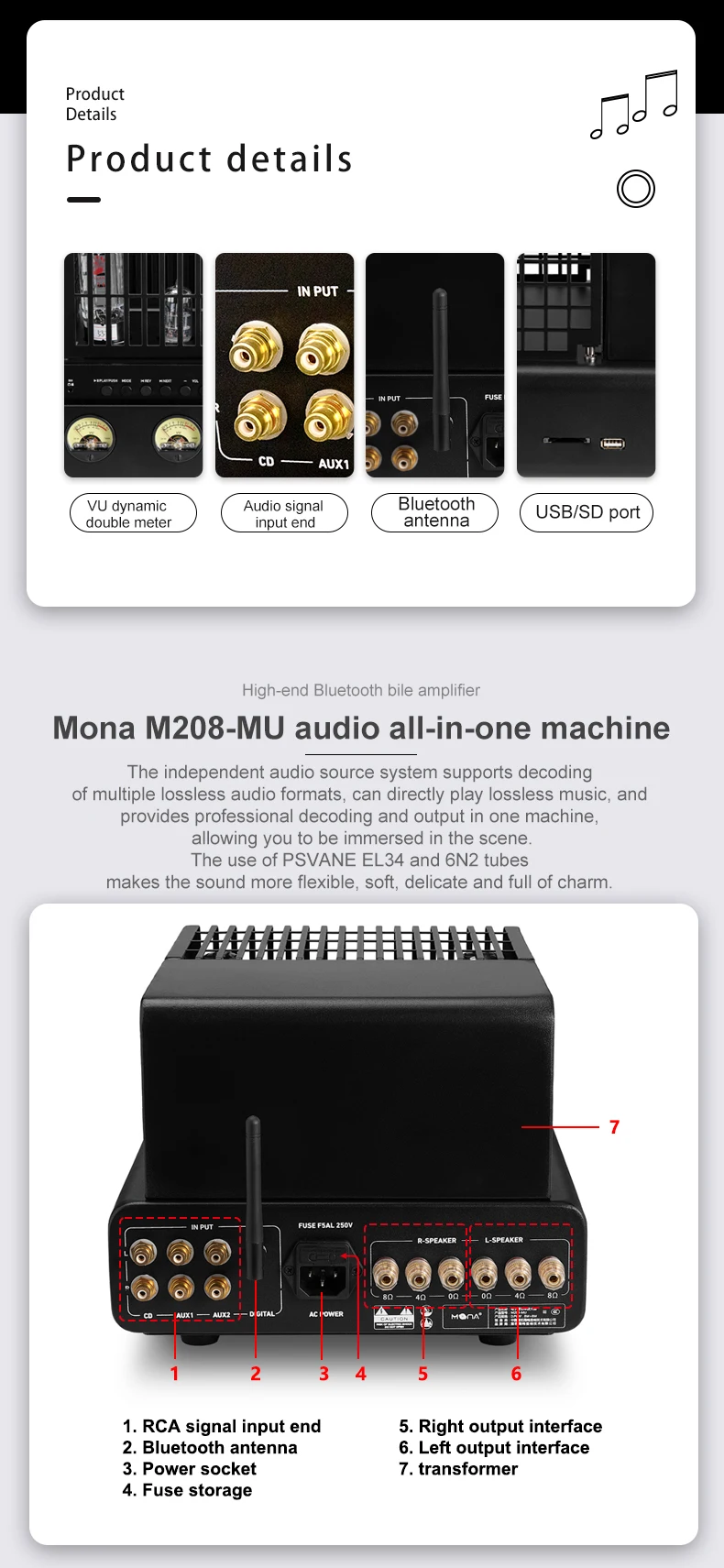 M208-mu Hot Selling Aluminium Material Hifi Stereo Audio Vacuum Tube ...