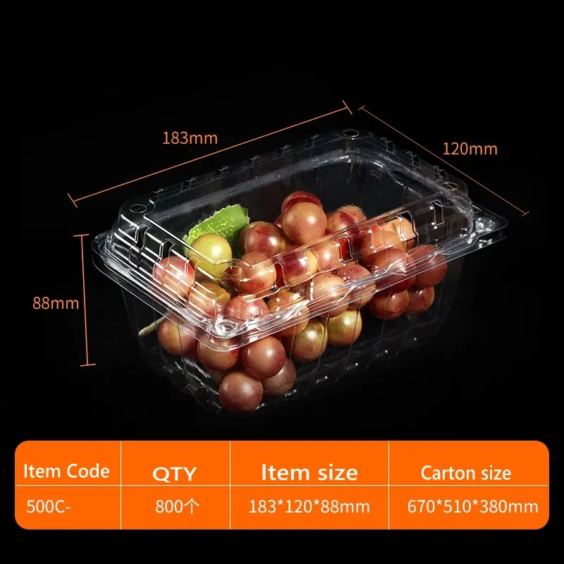 Clear Plastic Fruit Container 1lb Disposable Blister Pet Clamshell ...