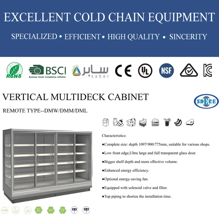 Supermarket Commercial Store Glass Door Vertical Upright Display ...