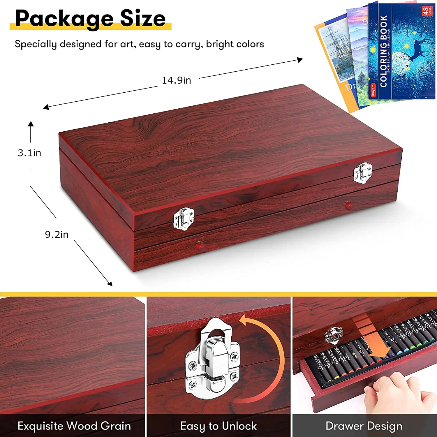 150pack Deluxe Wooden Art Set Crafts Drawing Painting Kit