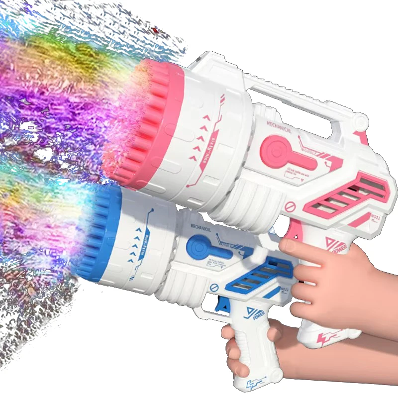 Wholesale Cute Cartoon Led Electric Water Gun 69 Holes Light-up Bubble ...