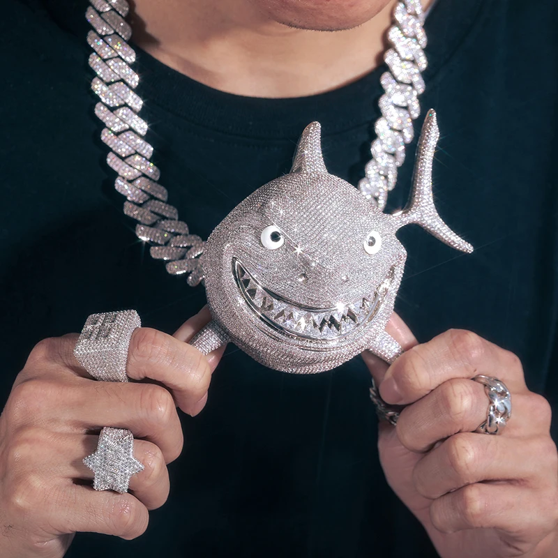 Hip Hop Rapper Giant Jewelry - Iced Out Shark Pendant