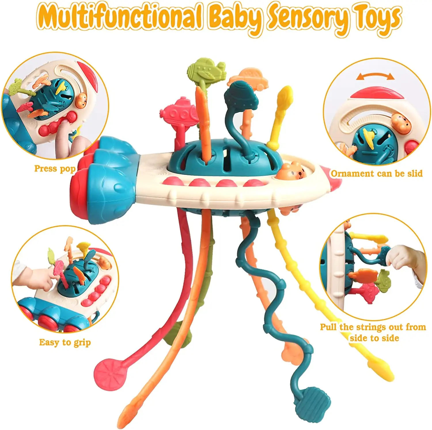 Silicone Pull String Toys For Toddlers Early Educational Activity Toy ...