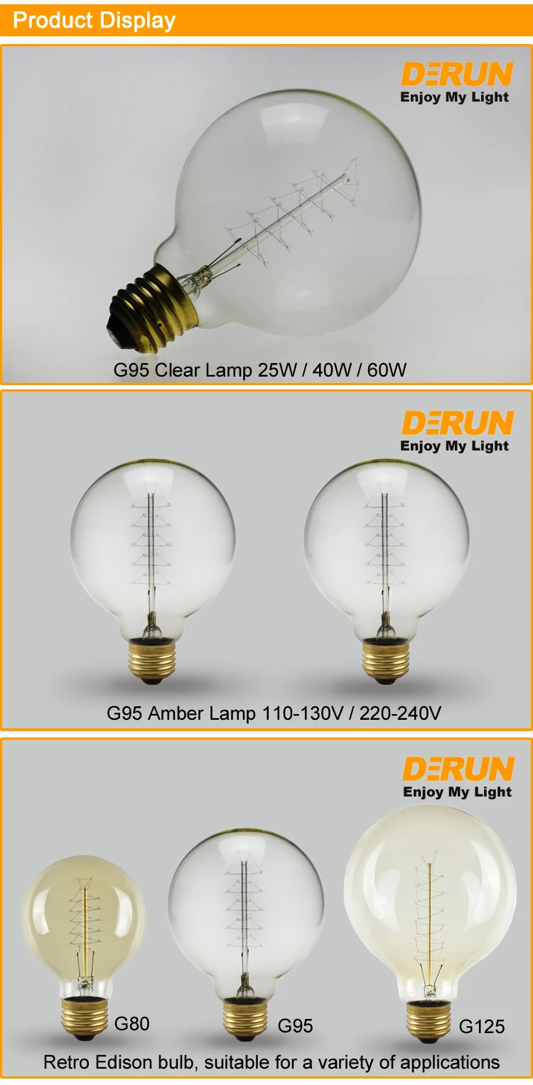 G80 G95 G120 Spiral Vertical 25w 40w 220v 240v E27 B22 Brass Warm White Filament Antique Edison ...