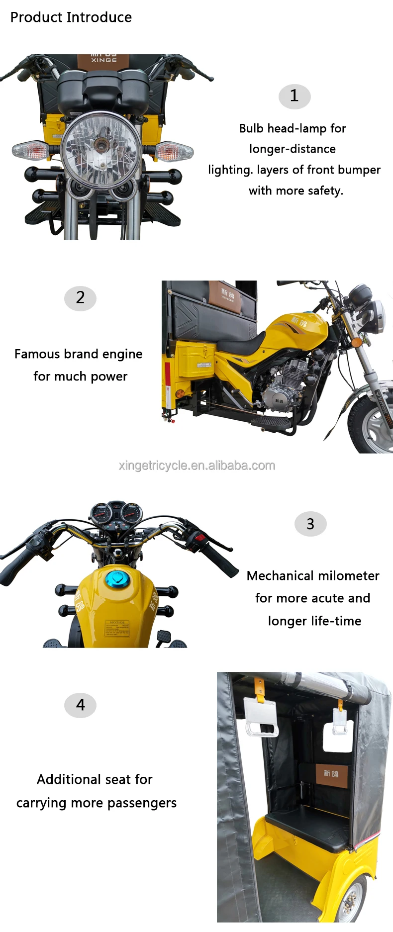 High Quality 150cc Engine Super Power Gasoline Tricycle With Passenger Seat Rickshaw 3 Wheel ...