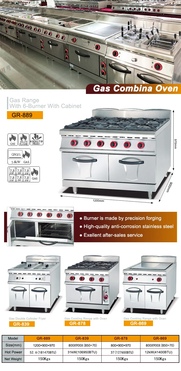 Commercial Restaurant Kitchen Equipment Tops Gas Cooking Range 4 6 8 ...