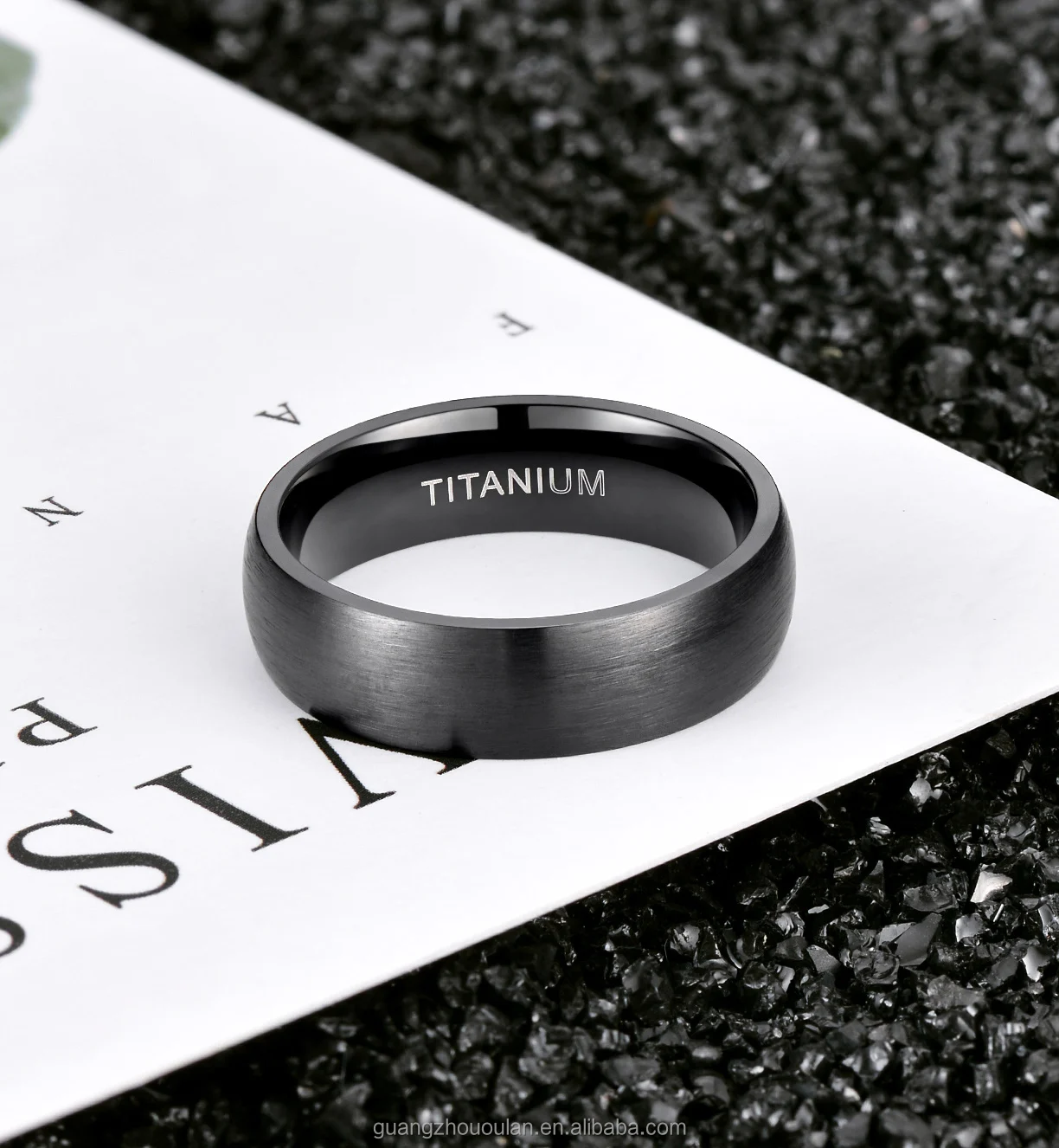 Somen 8mm Brushed Black Color Titanium Ring Men Women Wedding ...