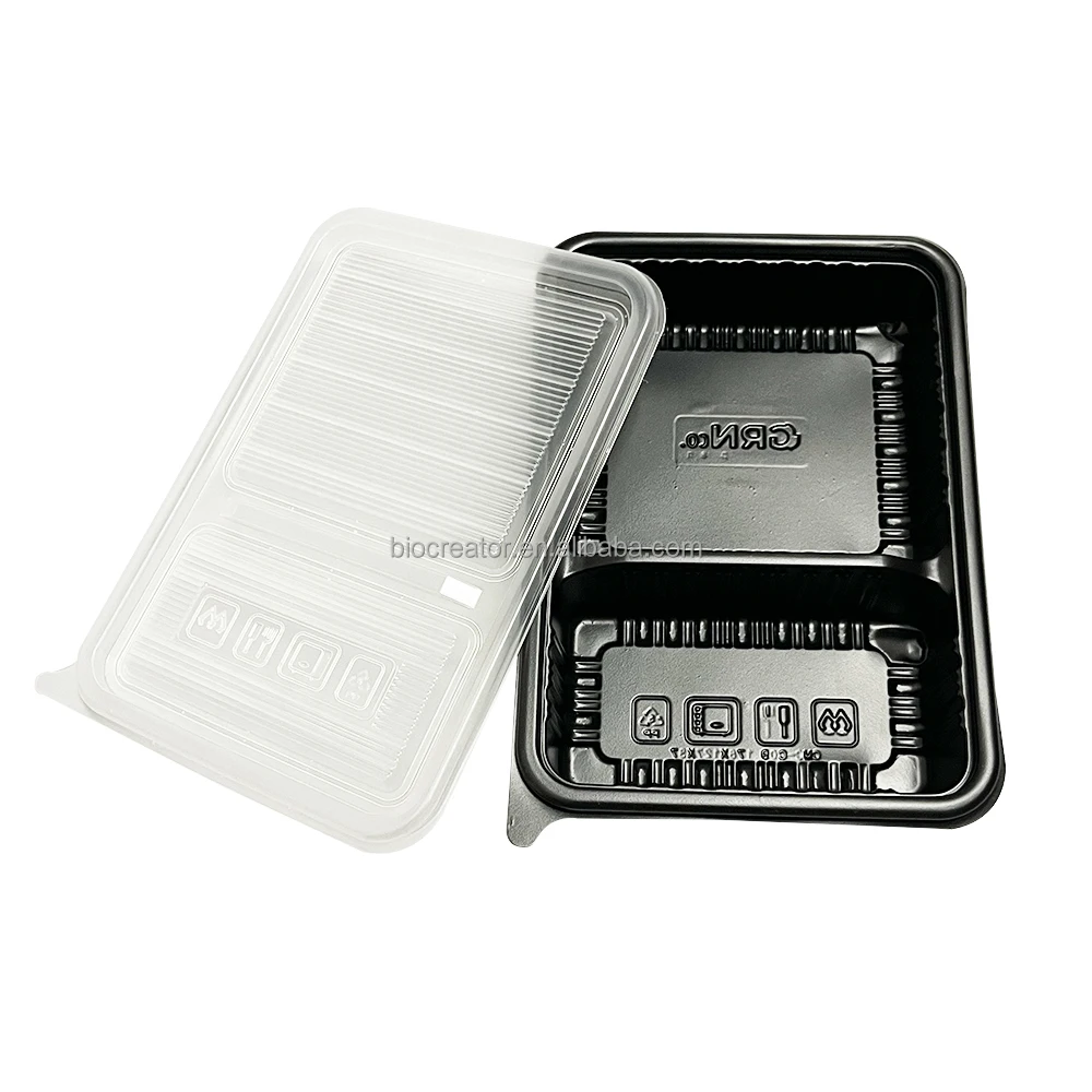 Reusable Disposable Plastic Microwavable Rectangular 2 Compartment ...