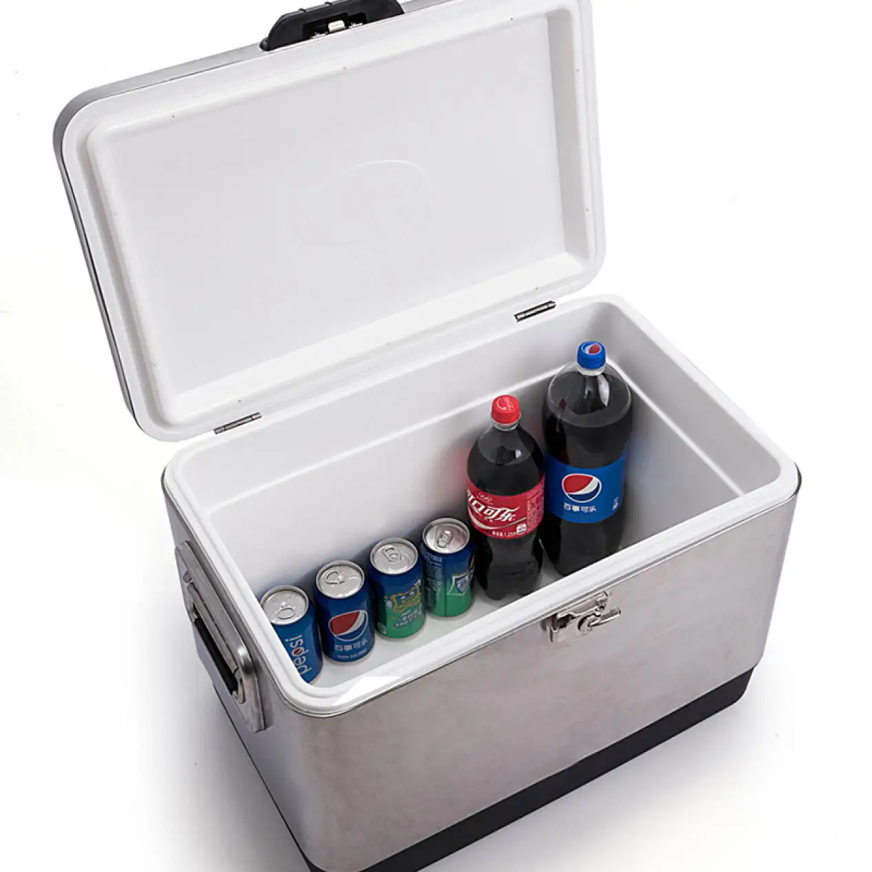 54qt Stainless Steel Rolling Party Cooler Modern Industrial Style Small ...