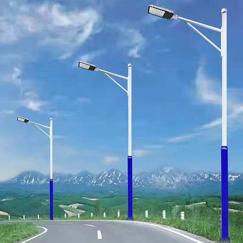 Outdoor Single Double Arm Galvanized Steel Post Traffic Street Light ...