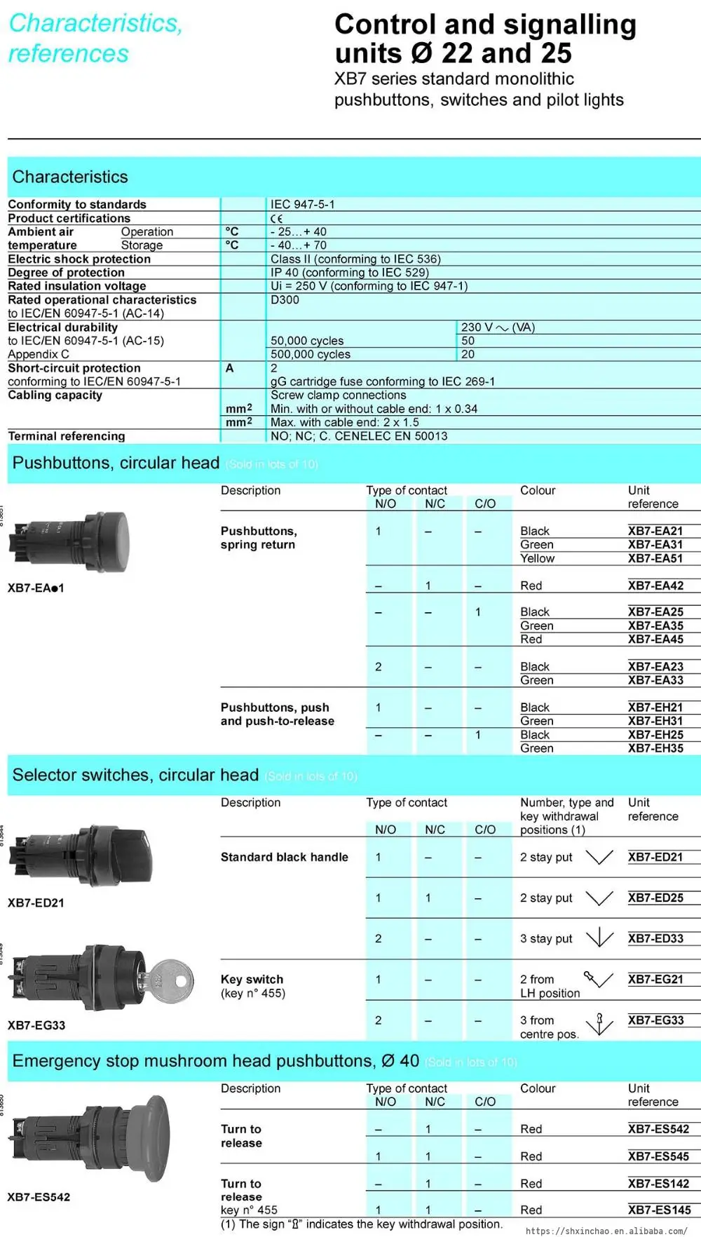 XB7 Key Selector Switch - Reliable IP40 to IP65 Protection