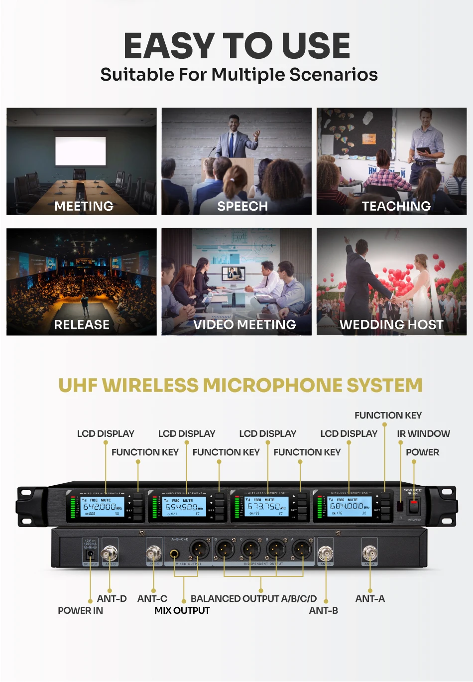 St-808 Professional Uhf Wireless Microphone 8 Channel Handheld Cordless ...