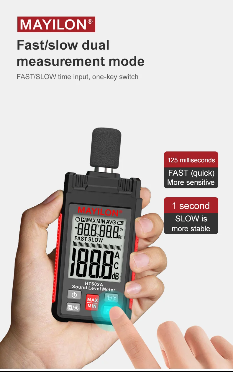 Mayilon Ht602a Digital Sound Level Meters 30~130db Measuring Range Portable Sound Level ...