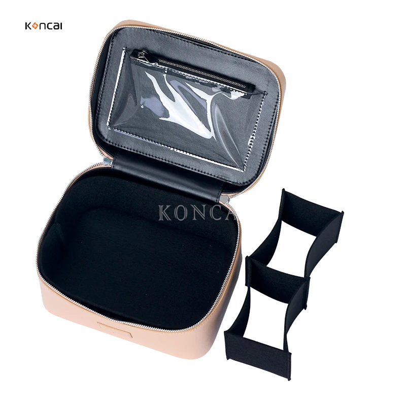 Custom Wholesale Portable Pu Leather Zipper Makeup Travel Case Cosmetic ...