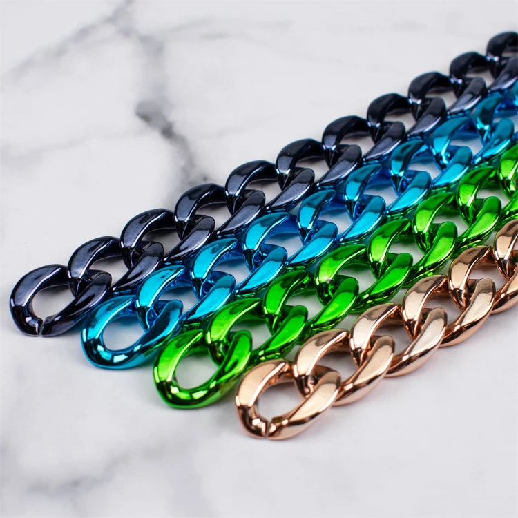 17*23mm Gold Silver Black Cuban Acrylic Metallic Chains