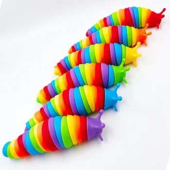 Pop Fidget Toys Rainbow Slug Articulated Finger Spinning Stress Relief ...