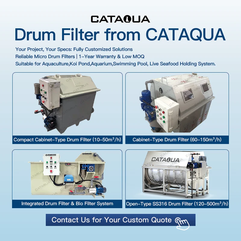 CATAQUA 500-1200m/h Durable PVC+PP Eco-friendly Rotary Drum Filter for ...