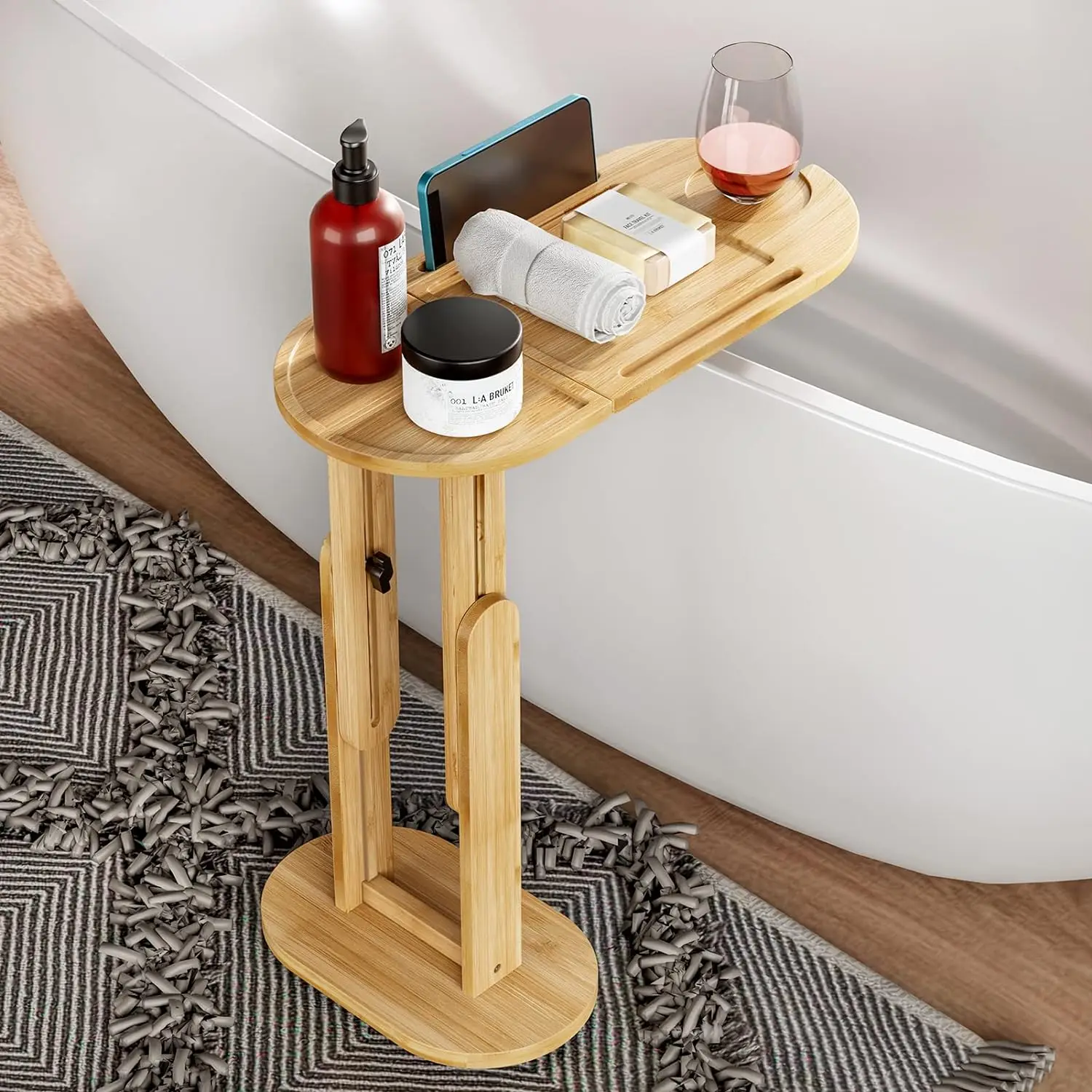 Home Bath Tub Table Adjustable Red Wine Telescopic Rack Bedside ...