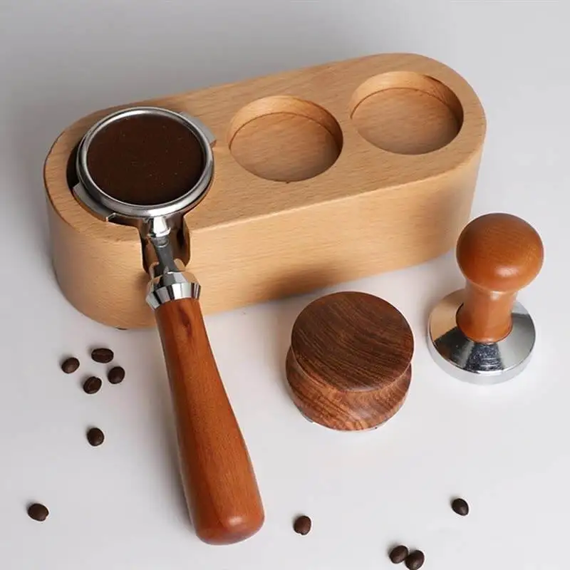 Bamboo Wooden Coffee Tamper Base Stand Barista Tools Espresso ...